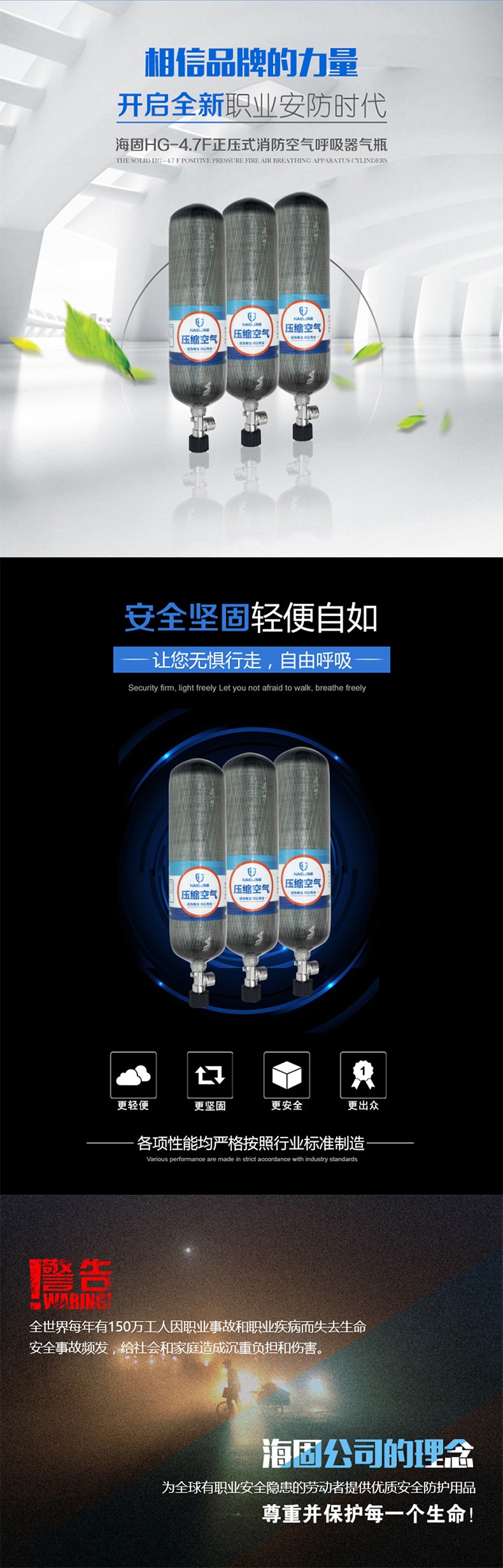 海固hg Rhzkf 4 7f正压式空气呼吸器碳纤维复合气瓶技术参数 产品资料 说明书 铤和